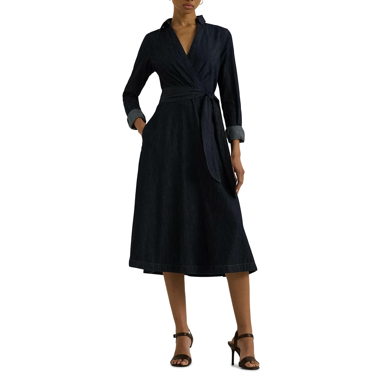 Rowella denim wrapover dress, untreated, Lauren Ralph Lauren | La Redoute