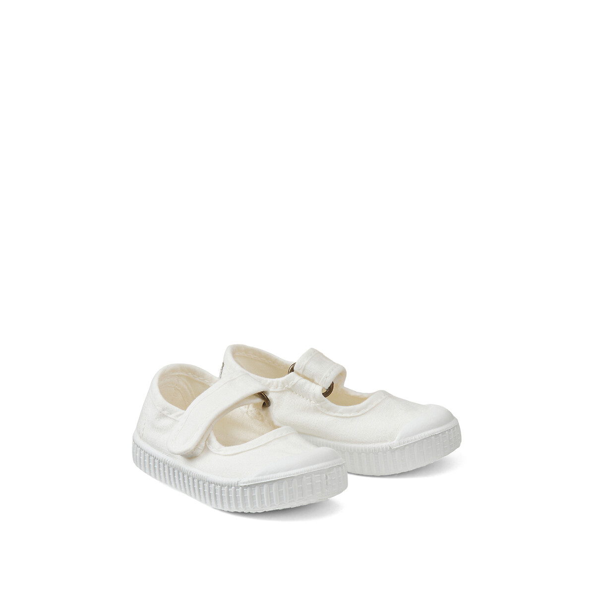 Kids canvas ballet pumps with touch 'n' close fastening, white ...