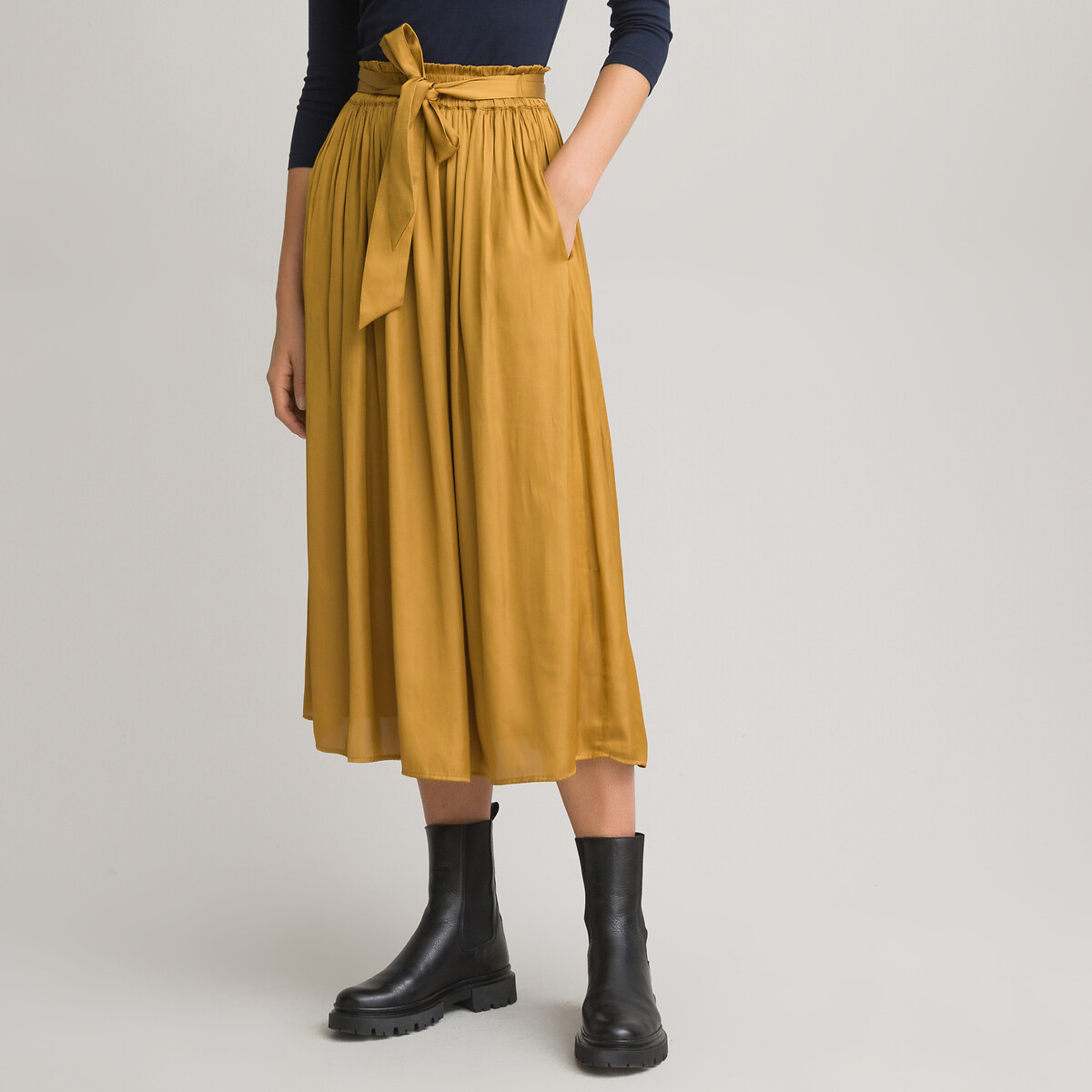 Falda Larga Vaporosa Amarillo Ocre La Redoute Collections La Redoute