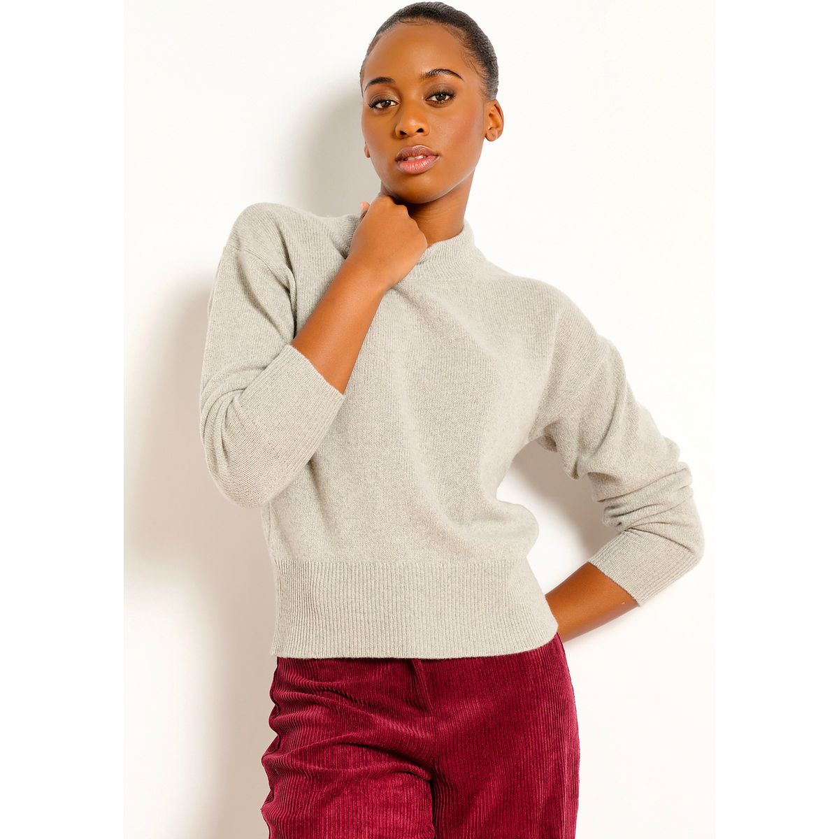 Pullover en cachemire col montant gris clair Lolaliza | La Redoute