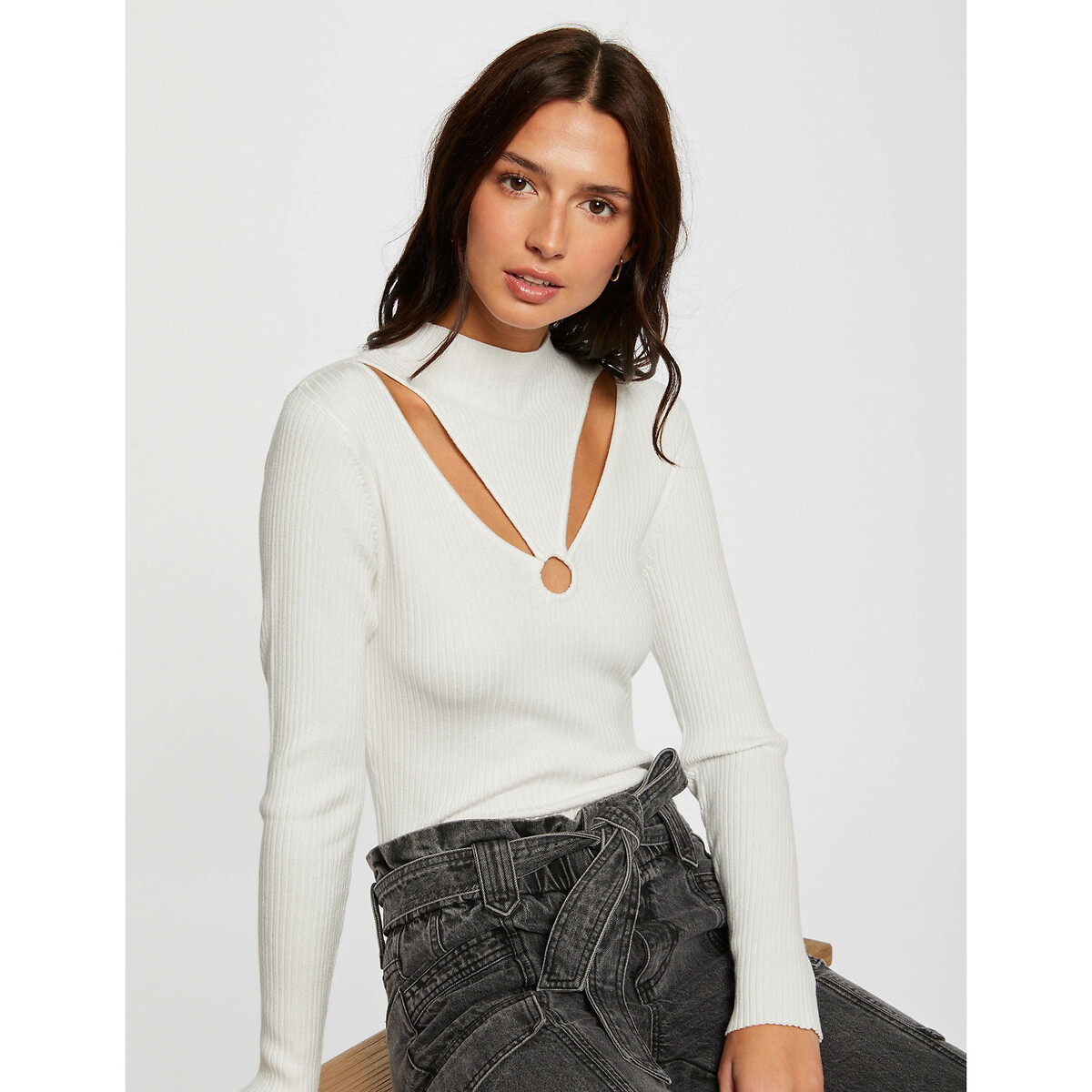 Cutout jumper, off white, Morgan | La Redoute