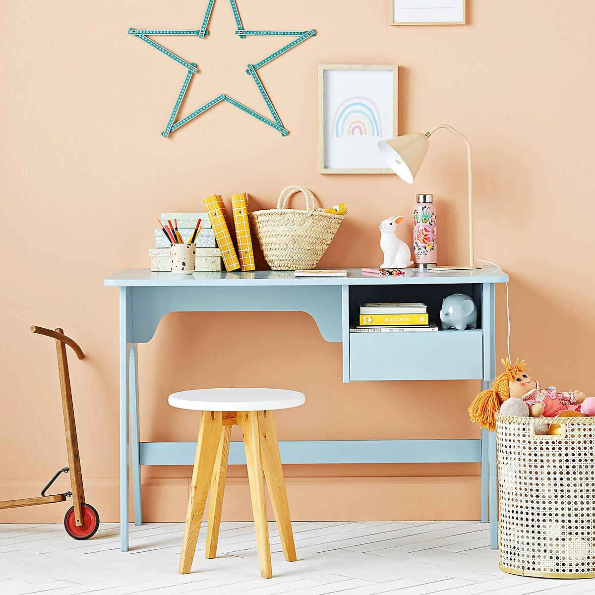 Adil Retro Vintage Style Pine Desk