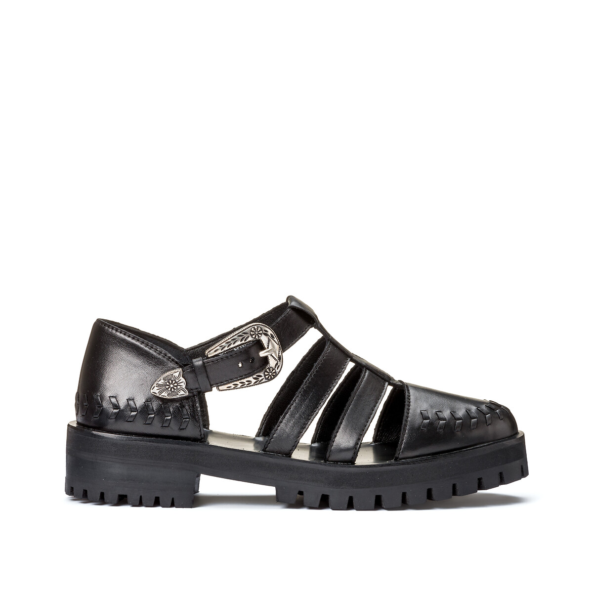 Leather notched sole sandals , black, The Kooples | La Redoute
