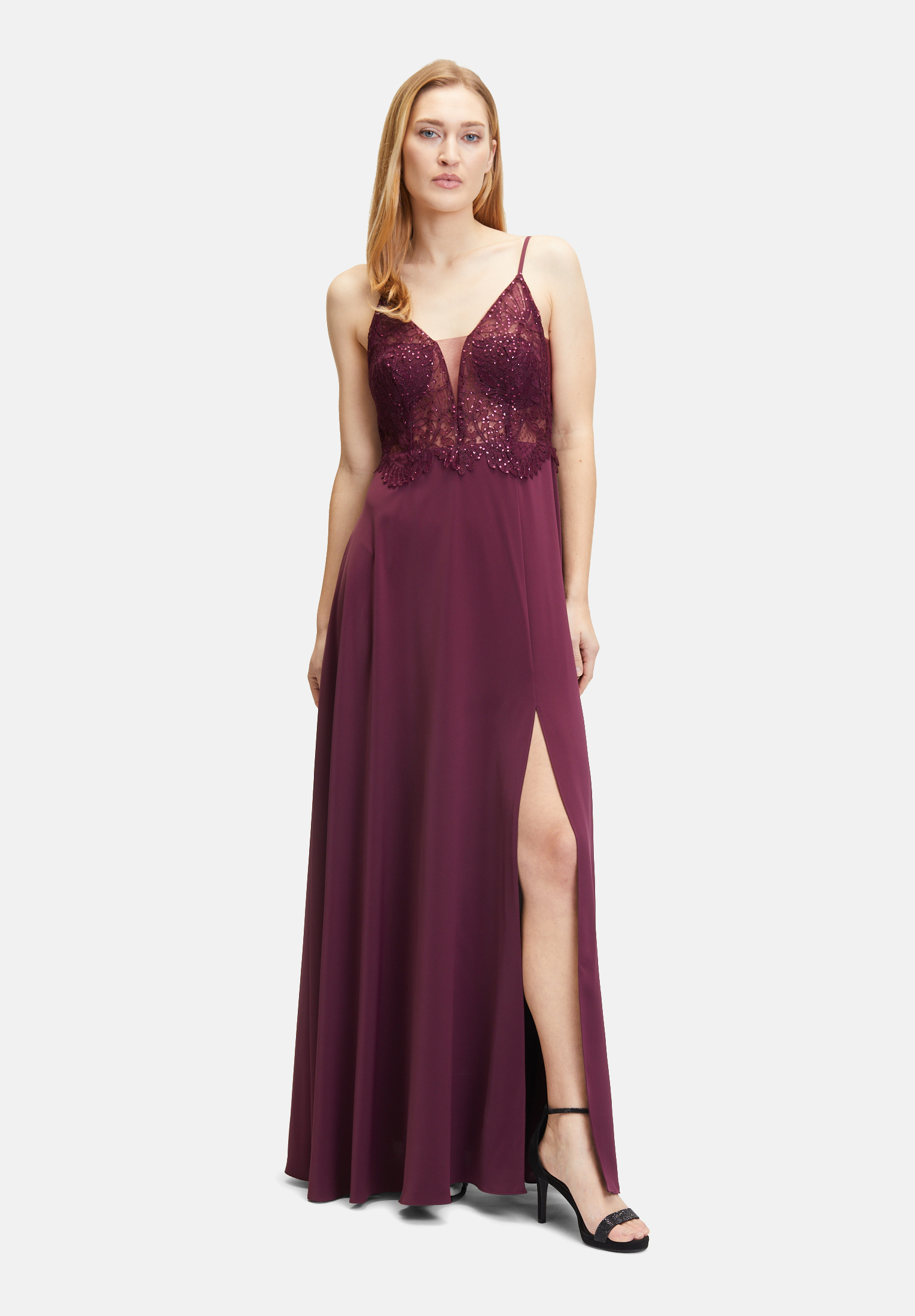 Robe de bal jeunes filles en dentelle shiny bordeaux Vera Mont | La Redoute