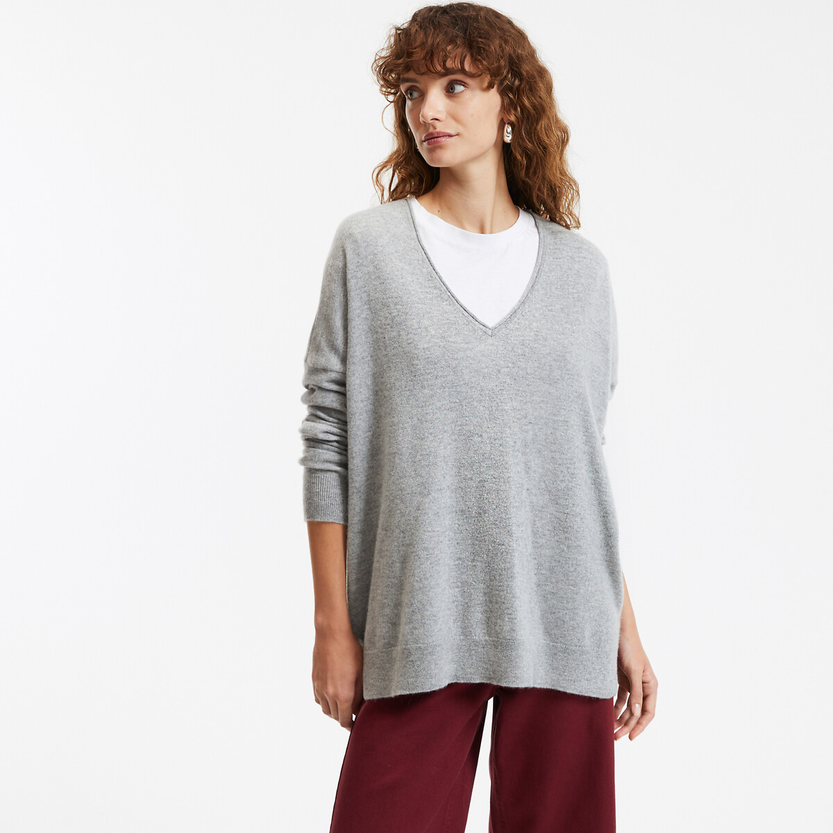 Kaschmir-pullover, oversized-form mit v-ausschnitt La Redoute ...