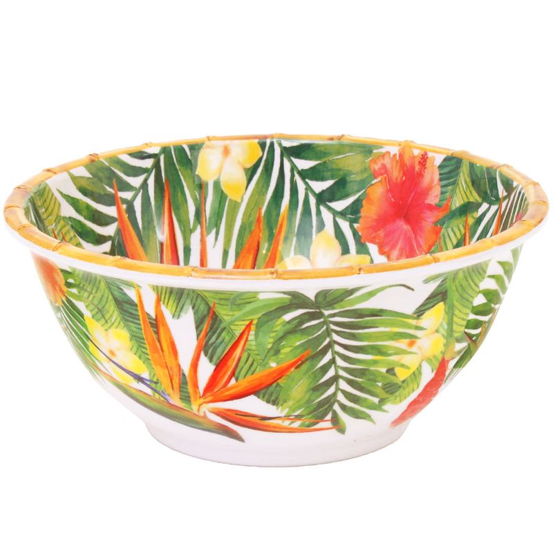 Saladier profond fleurs exotiques 25 cm Couleur vert, rouge Les Jardins ...