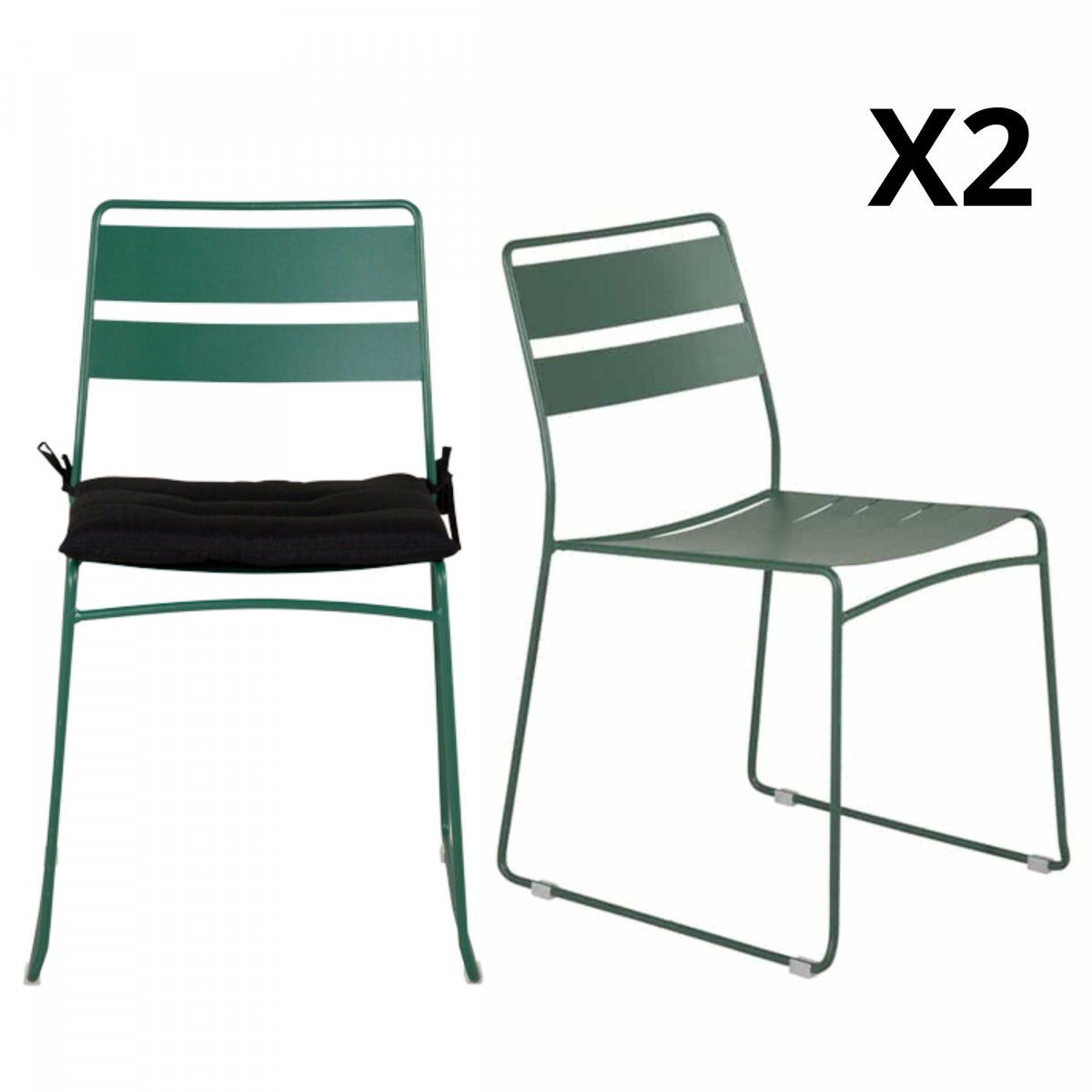 Lots de 2 chaises de jardin modernes en métal nalima Meubles & Design ...
