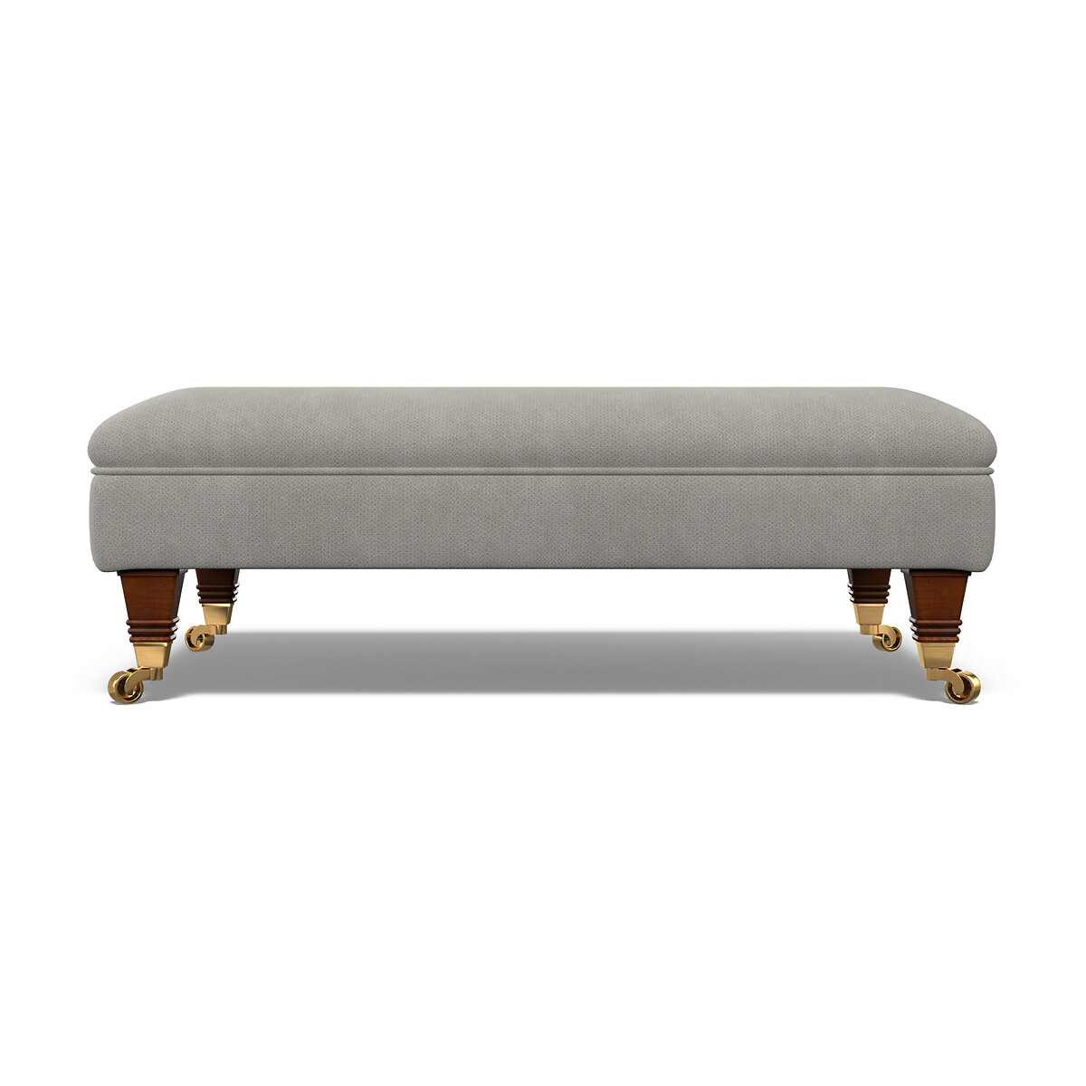Emeline soft brushed footstool with antique brass castor legs So'home ...
