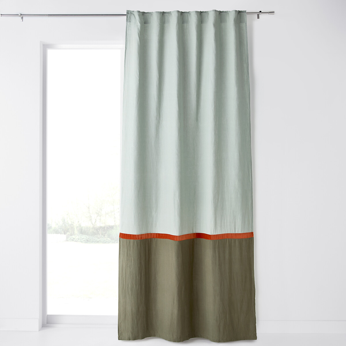 Rideau pattes cachées lin/velours, onega x velvet vert sauge La Redoute ...